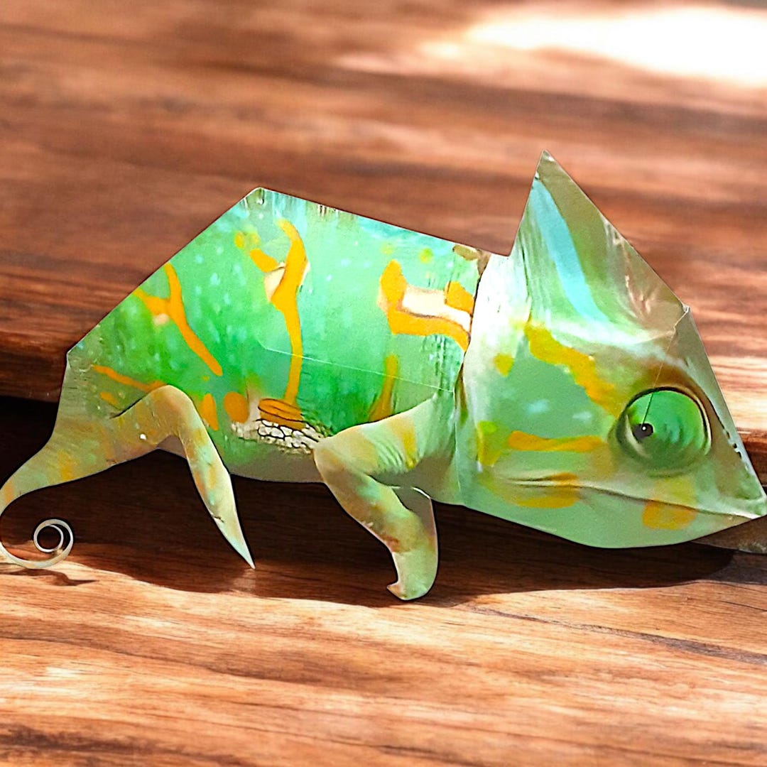 Veiled Chameleon Paper Craft 3D Low Poly Art Model Pattern DIY Polygon ...