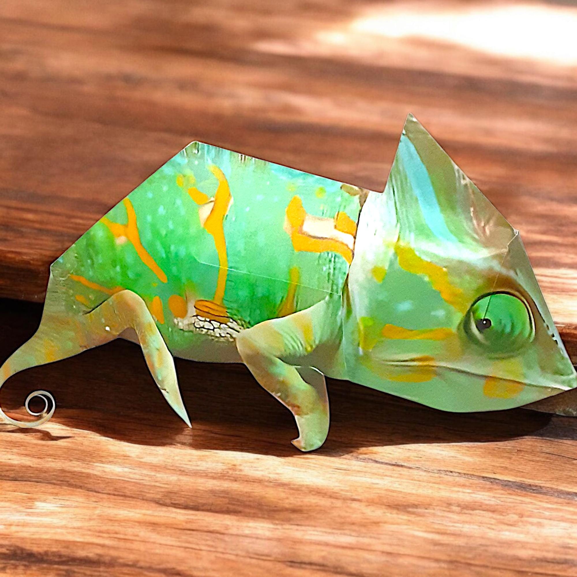 Veiled Chameleon Paper Craft 3D Low Poly Art Model Pattern DIY Polygon ...