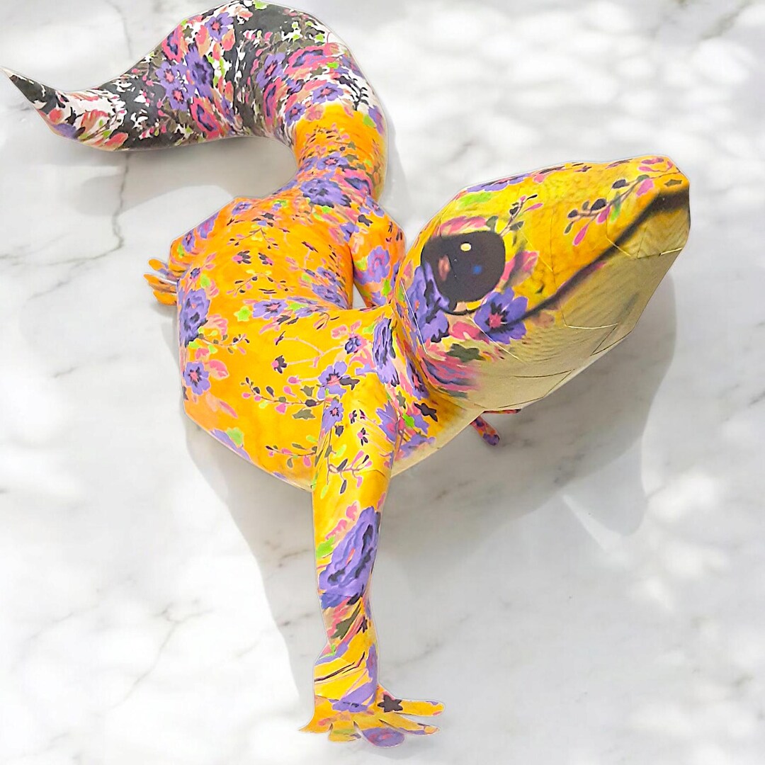 Leopard Gecko Paper Craft 3D Low Poly Art Model Pattern DIY Polygon ...