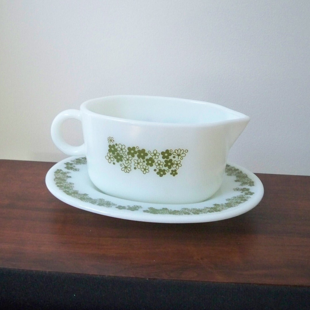 Vintage Dining Pyrex Crazy Daisy Gravy Boat Dish Set Milkglass - Etsy