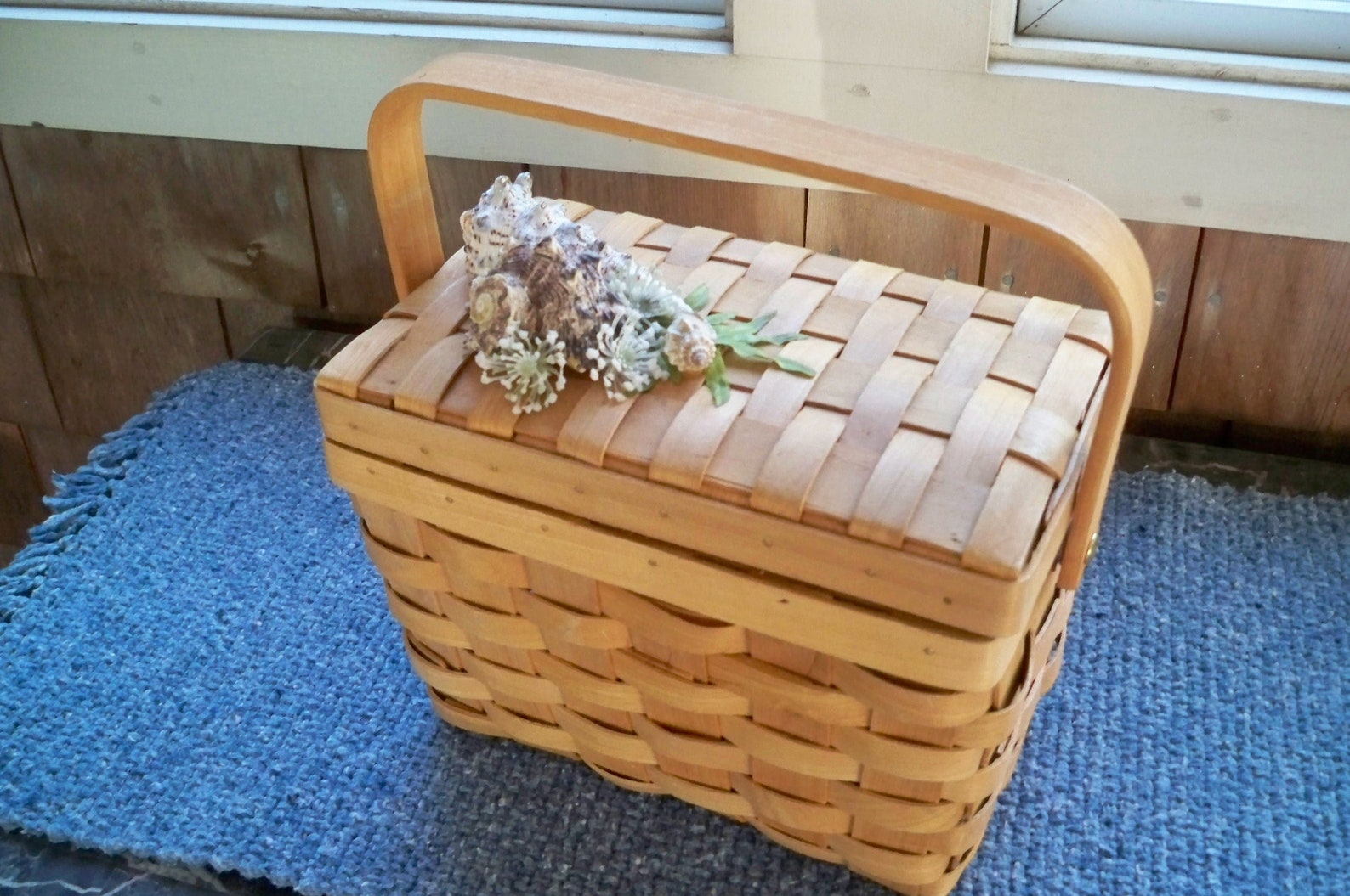 Vintage Beach Shell Basket Storage Basket Cottage Decor - Etsy