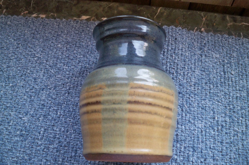 Vintage Hand Made Pottery Vase Blue to Earth Shades Hallmarked - Etsy