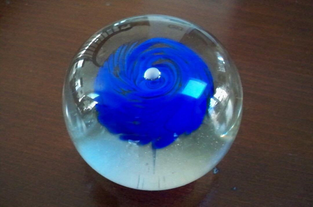 Vintage Collectible Blue Twister Glass Paperweight Folk Art - Etsy