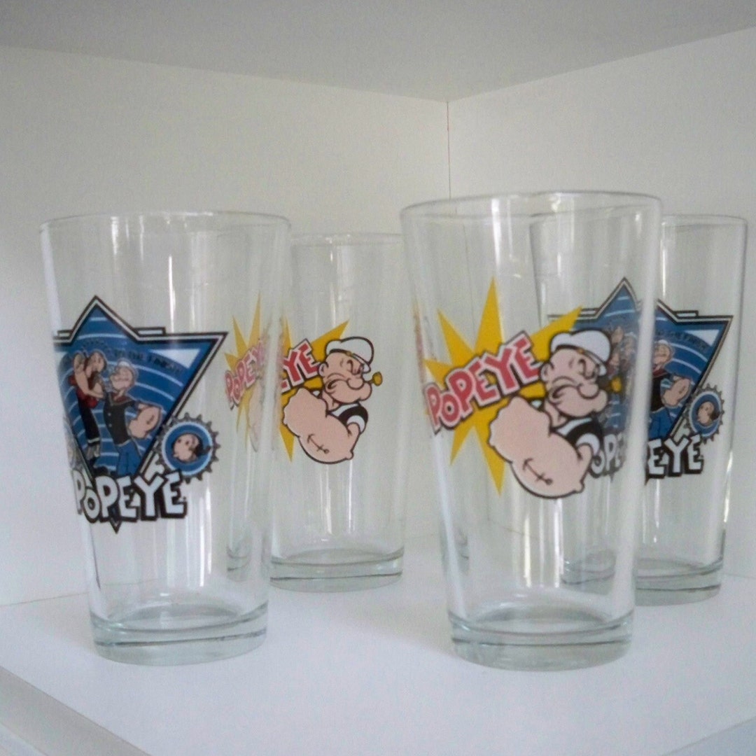 Vintage Drinking Tumblers Glass Popeye Drinking Glasses Set of Four - Etsy