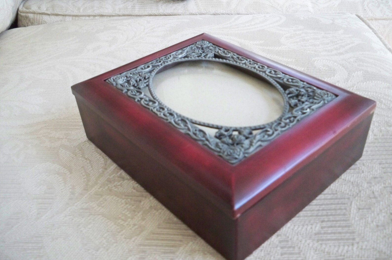 Vintage Wood Trinket Box Picture Frame Hinged Lid - Etsy