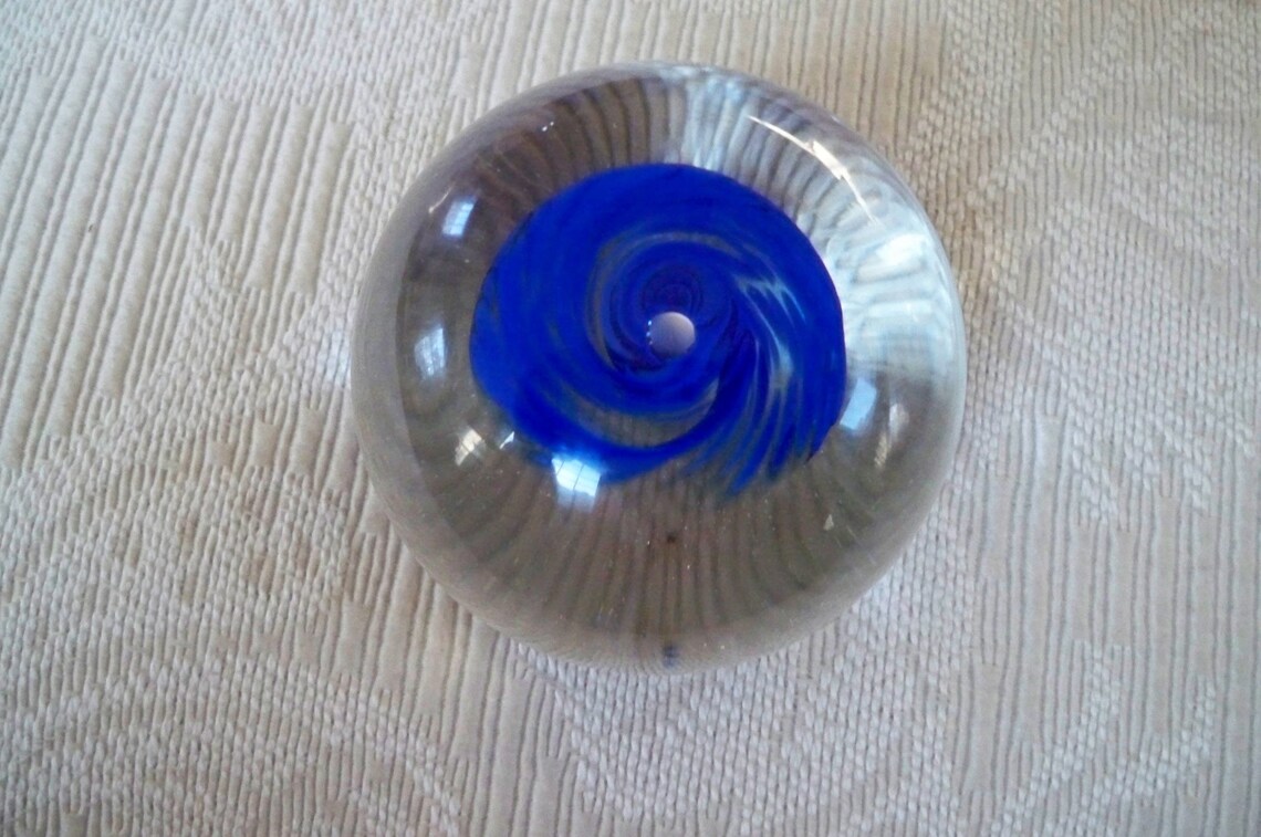 Vintage Collectible Blue Twister Glass Paperweight Folk Art | Etsy