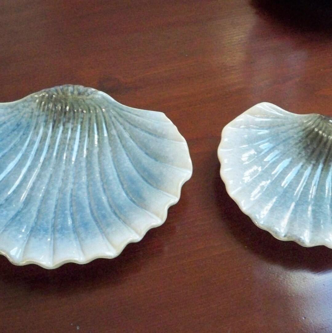 Vintage Shell Dishes Two Snack Ceramic Shell Dishes - Etsy