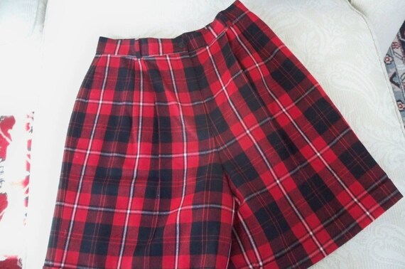 Vintage Clothing Women's Red Plaid Bermuda Shorts Size 14 | Etsy