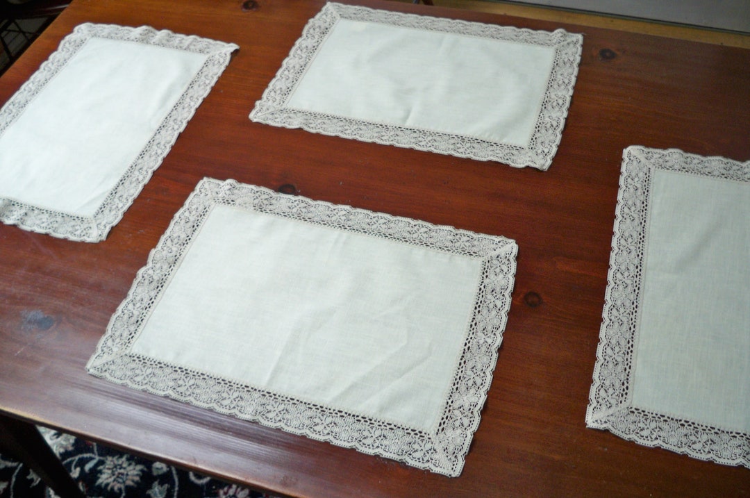 Vintage Dining Lace Edge Placemats Set of 4 Fancy Placemats - Etsy