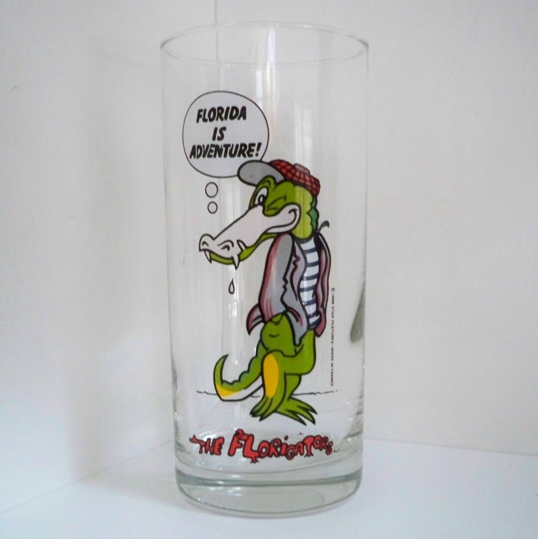 Vintage Serving Alligator Drinking Glass Florida Adventure Collectible ...