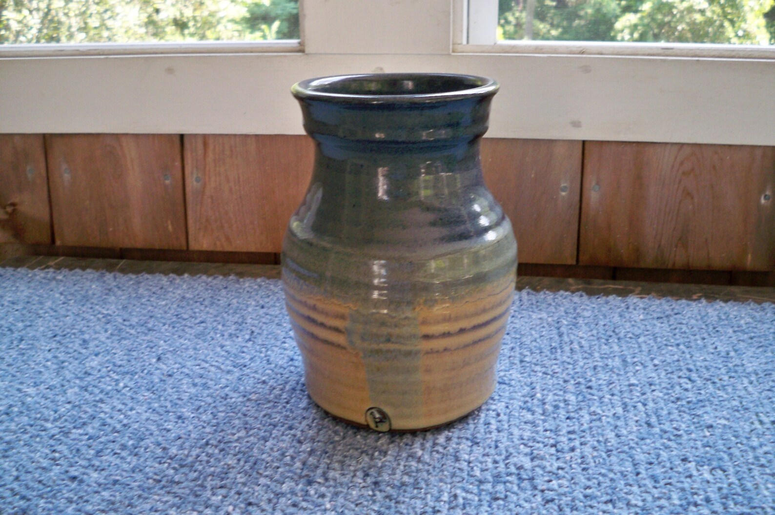 Vintage Hand Made Pottery Vase Blue to Earth Shades Hallmarked - Etsy