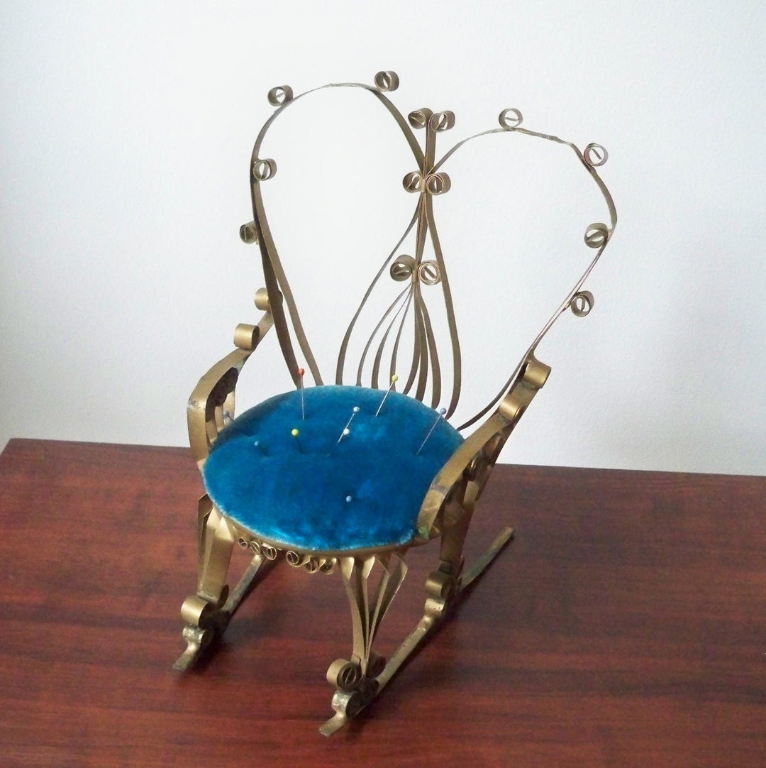 Vintage Sewing Supply Collectible Folk Art Tin Can Chair Pin Cushion - Etsy