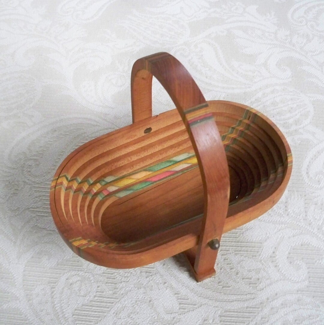 Vintage Storage Wood Collapsible Basket Deep Spring Signed - Etsy