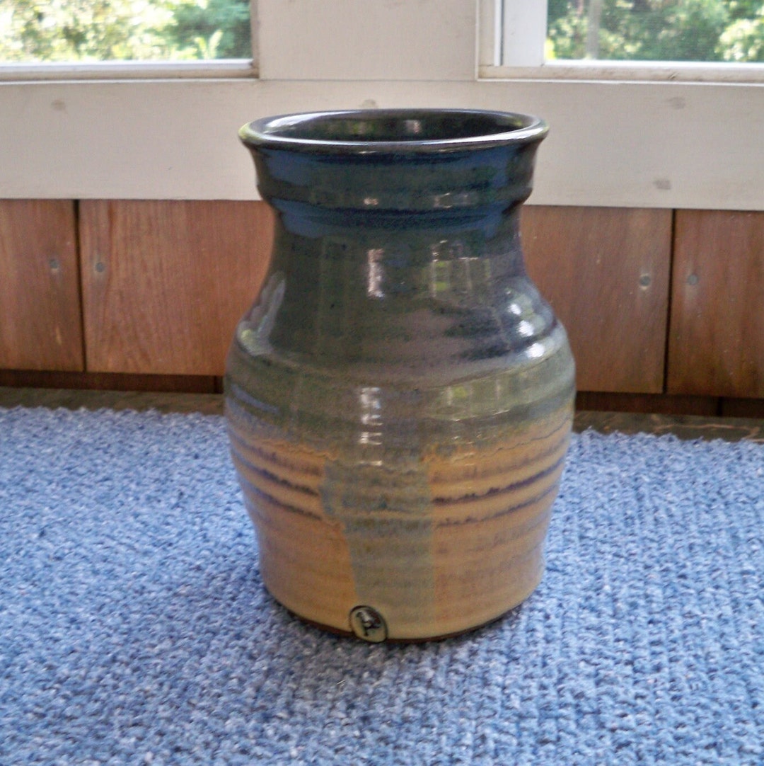 Vintage Hand Made Pottery Vase Blue to Earth Shades Hallmarked - Etsy