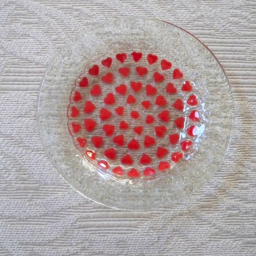 Red Heart Dish Sydensticker Art Glass Valentine's Day Heart Ring Dish ...