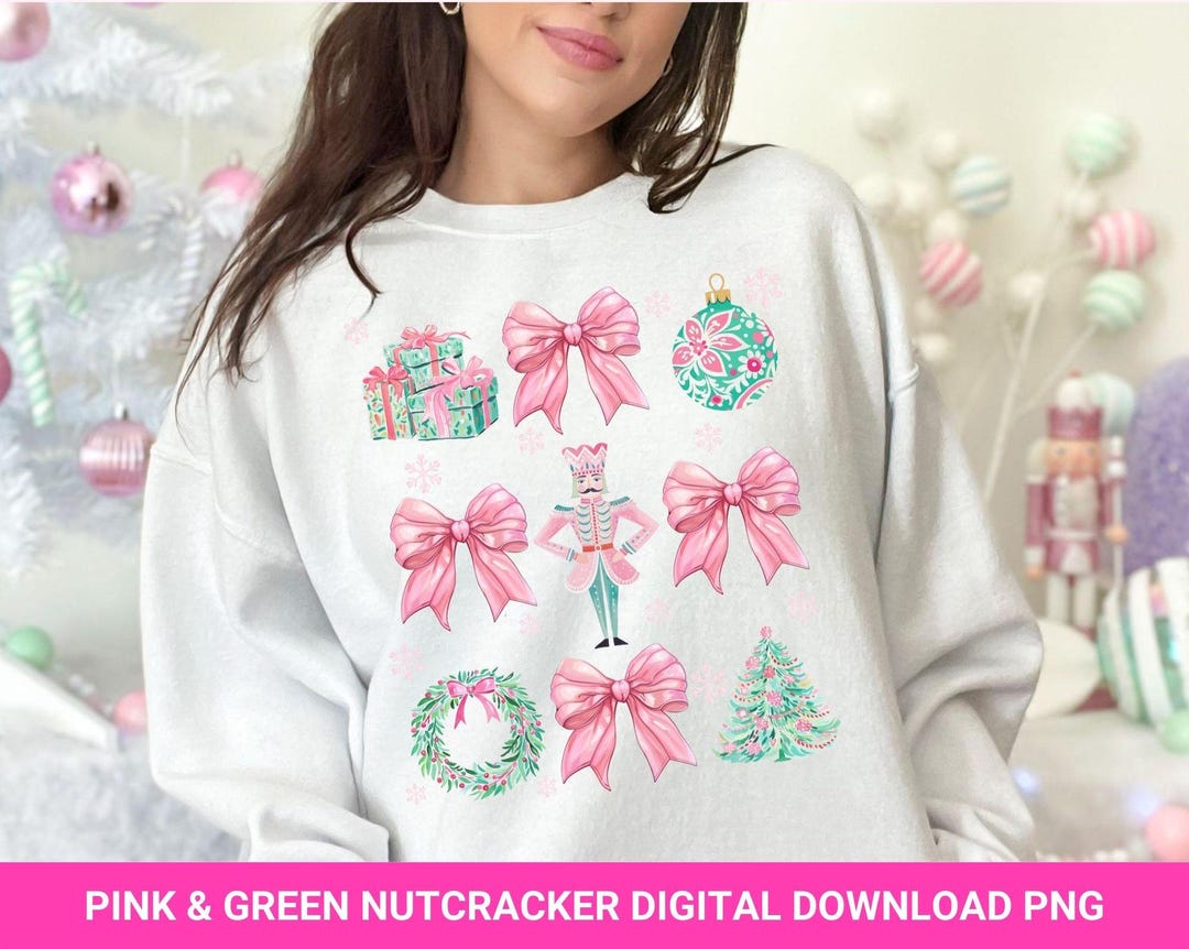 Pink and Green Nutcracker Christmas PNG Coquette Nutcracker Digital ...