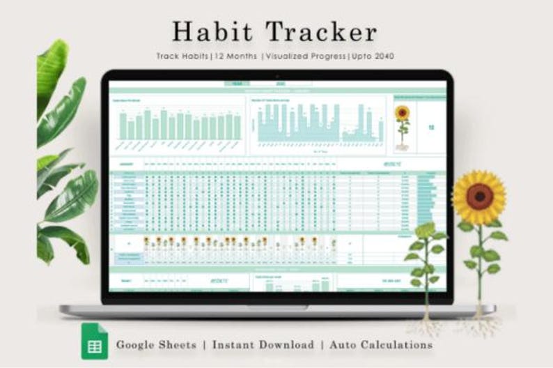 Habit Tracker Spreadsheet, Google Sheets - Etsy