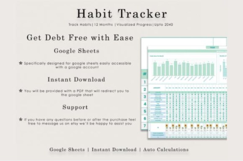 Habit Tracker Spreadsheet, Google Sheets - Etsy