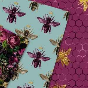 Lovely Bee Digital Paper - Etsy