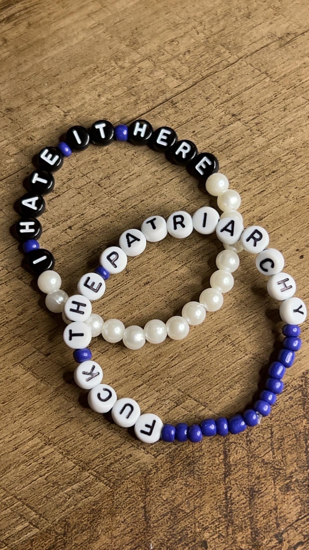 Fuck the Patriarchy & I Hate It Here Blue Friendship Bracelets FDT ...