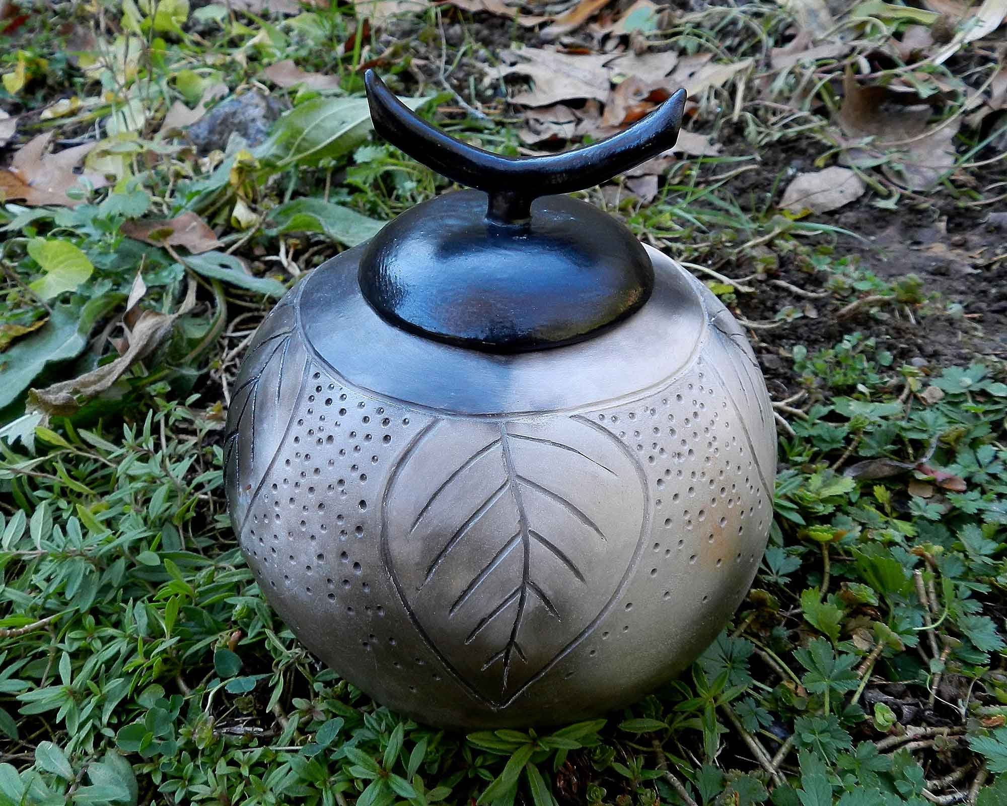 Half Size Smoke Fired Leaf Globe Urn Decorative Jar - Etsy UK