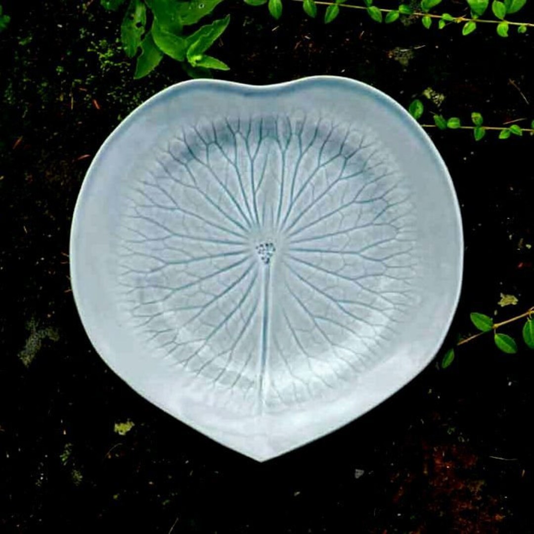 Pale Teal Lily Pad Dinner Plate Embossed With a Lily Pad Leaf - Etsy