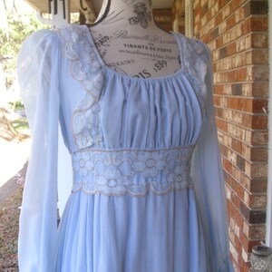 Black Label Gunne Sax Dress Ren Style in Blue Voile and Lace Size 11 - Etsy