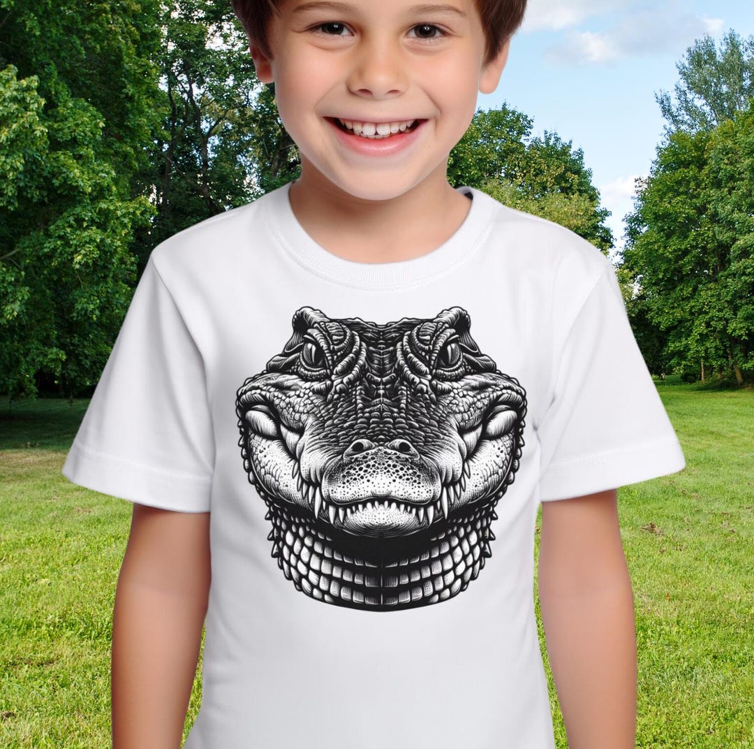 Kids Crocodile T-shirt, Childs Cool Reptile Lover Apparel, for Boys and ...