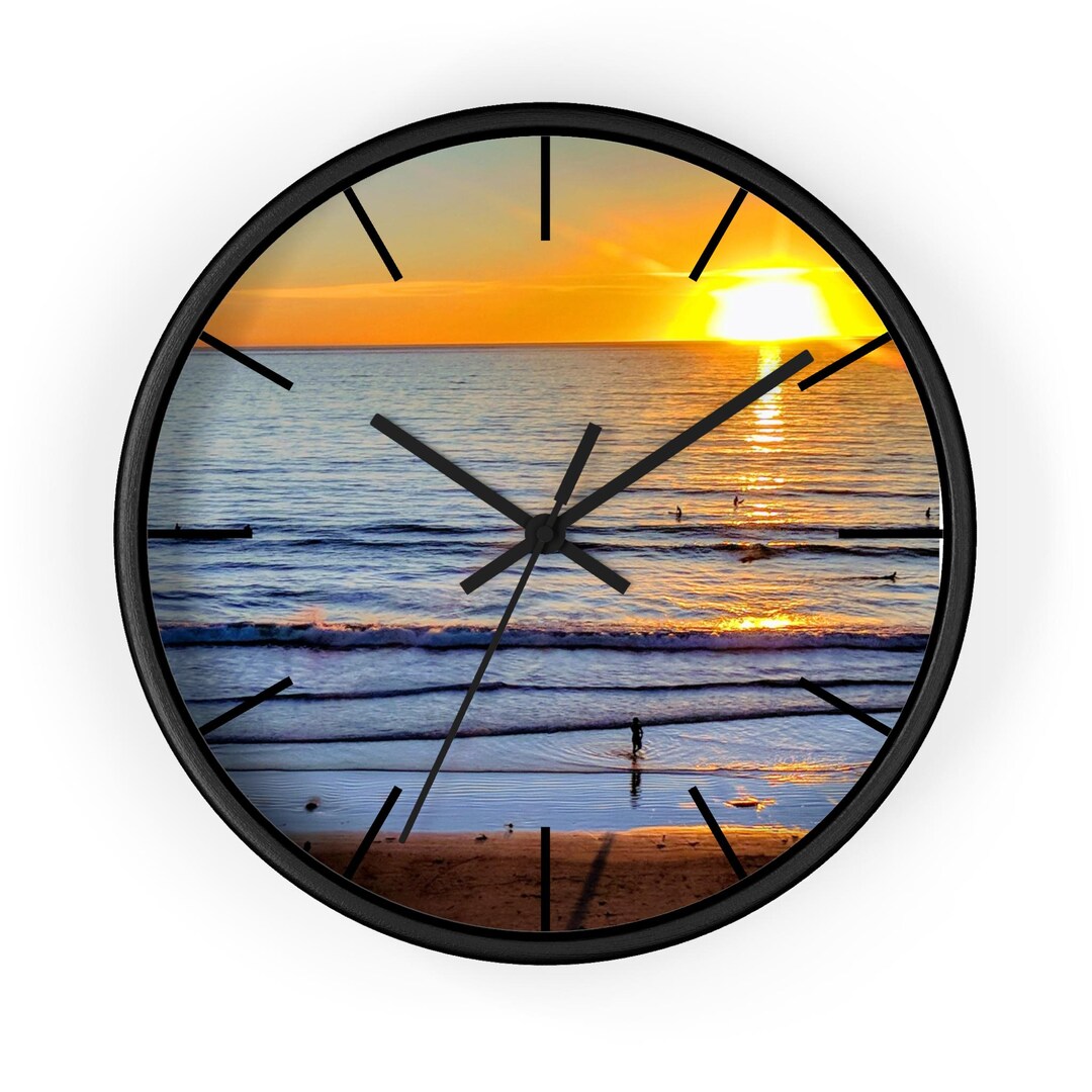 Beach Sunset Wall Clock, Ocean Theme Clock, Colorful Beach Clock ...