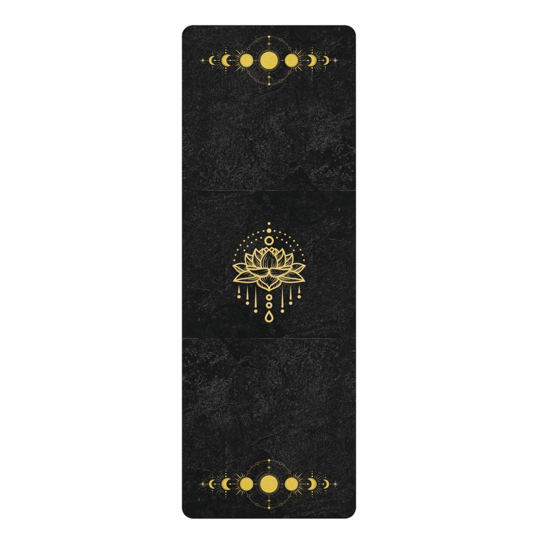 Zen Lotus Gold Black Yoga Mat, Rubber Mat for Meditation, Pilates ...