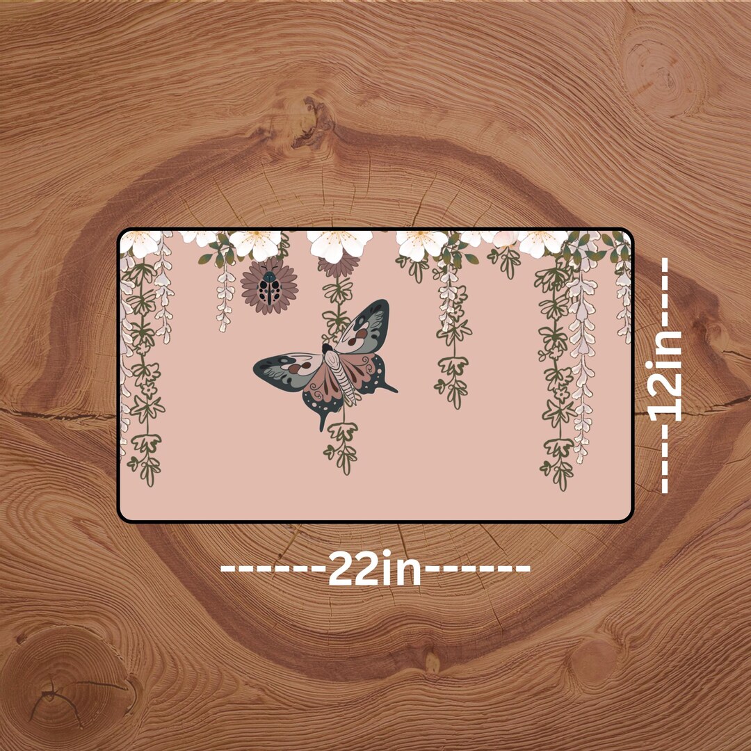 Butterfly Floral Desk Mat | Office Decor, Elegant Workspace, Gift for ...