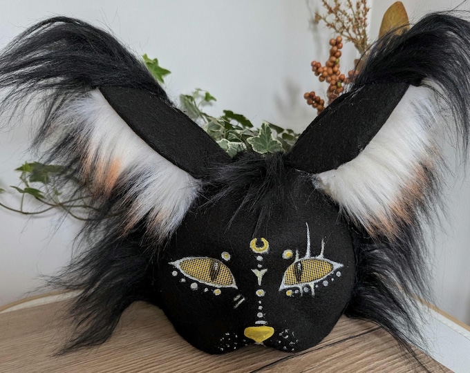 Black Cat Mask Therian Gear for Girls Tweens Teens Celestial Moon Stars ...