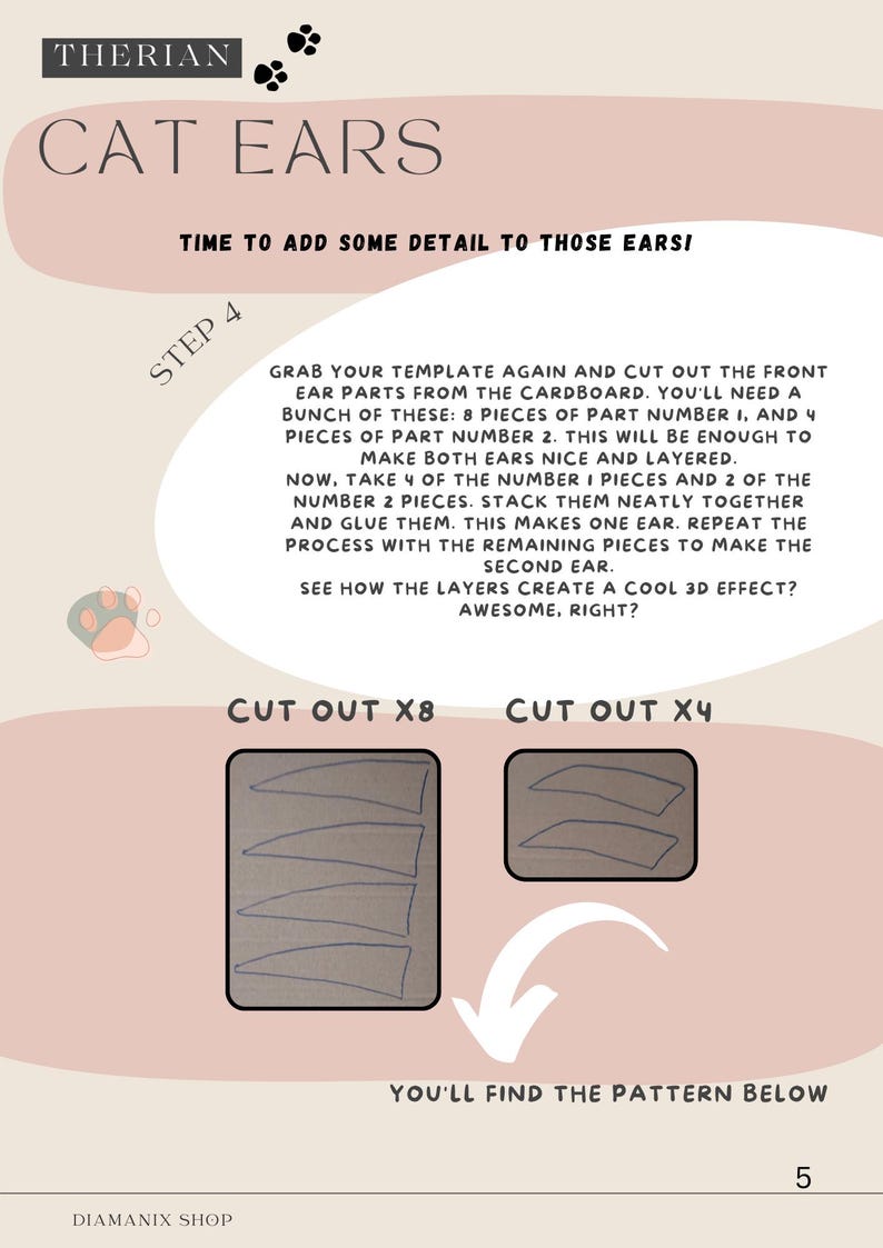 DIY Guide: Therian Ears Tutorial + Pattern Digital Template PDF Cosplay ...