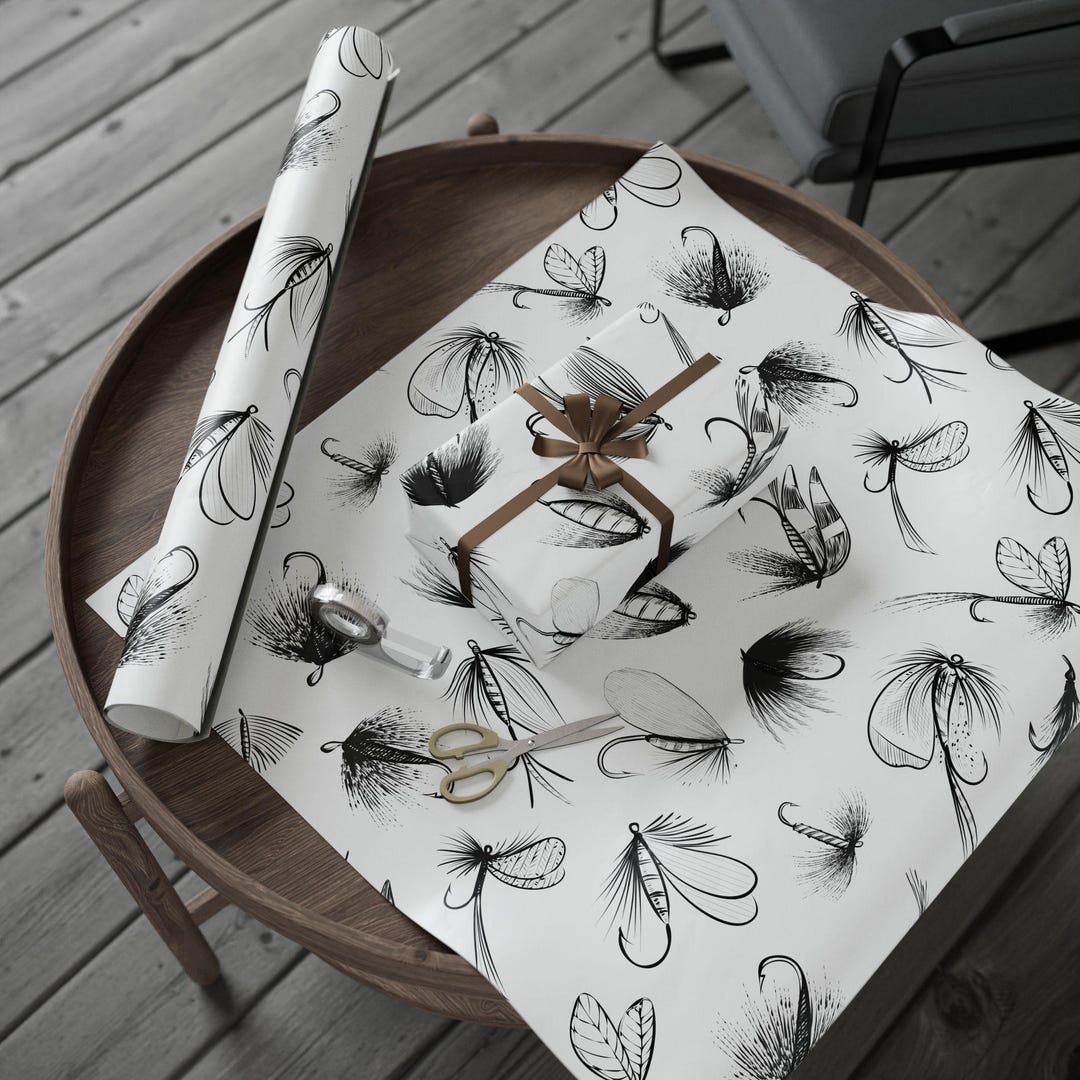 Fly Fishing Wrapping Paper Fishing-themed Gift Wrap Birthday Gift Wrap ...