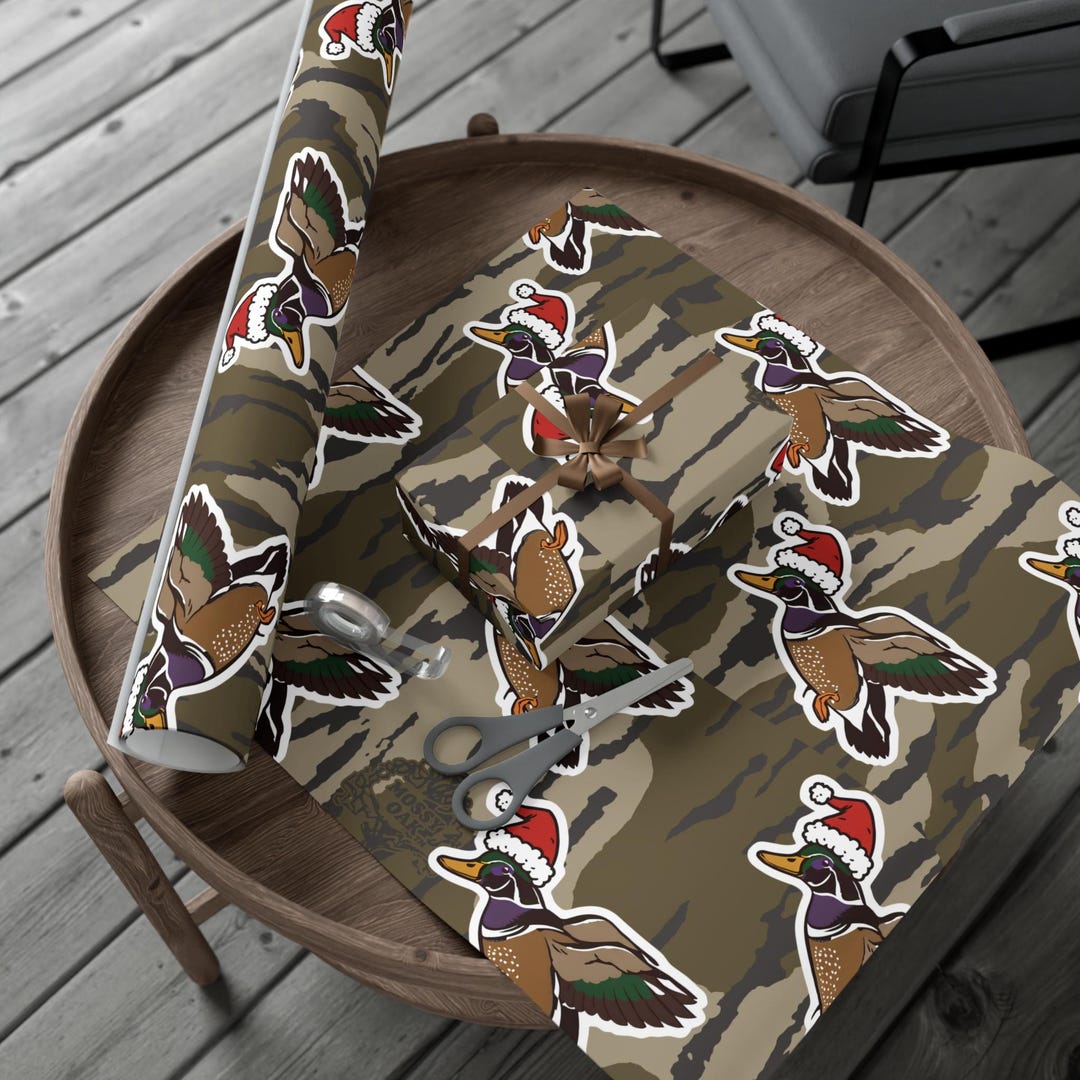 Bottomlands Camo Wood Duck Wrapping Paper Holiday Gift Wrap Holiday ...