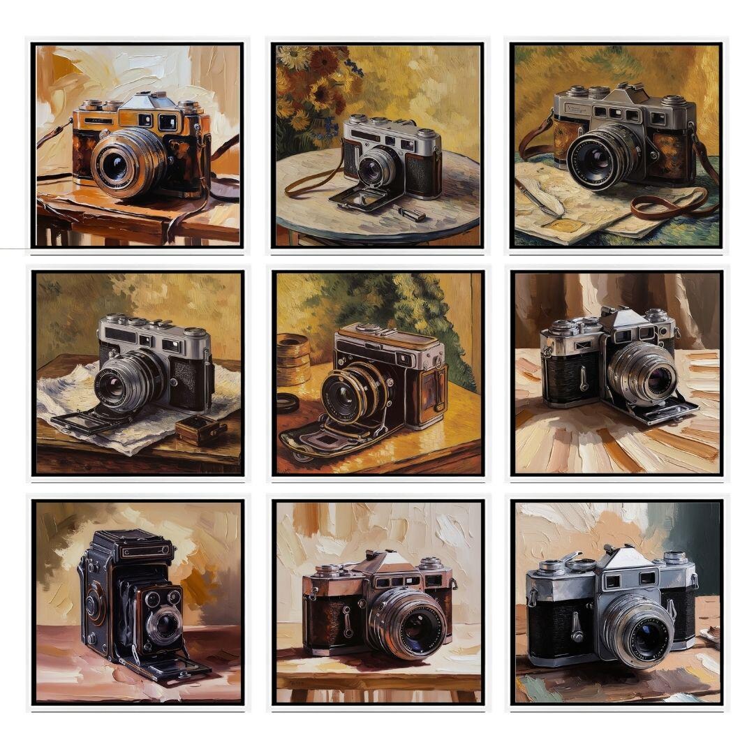 Set of 9 Prints, Vintage Camera | Printable Wall Art | Dreamlike Oil ...