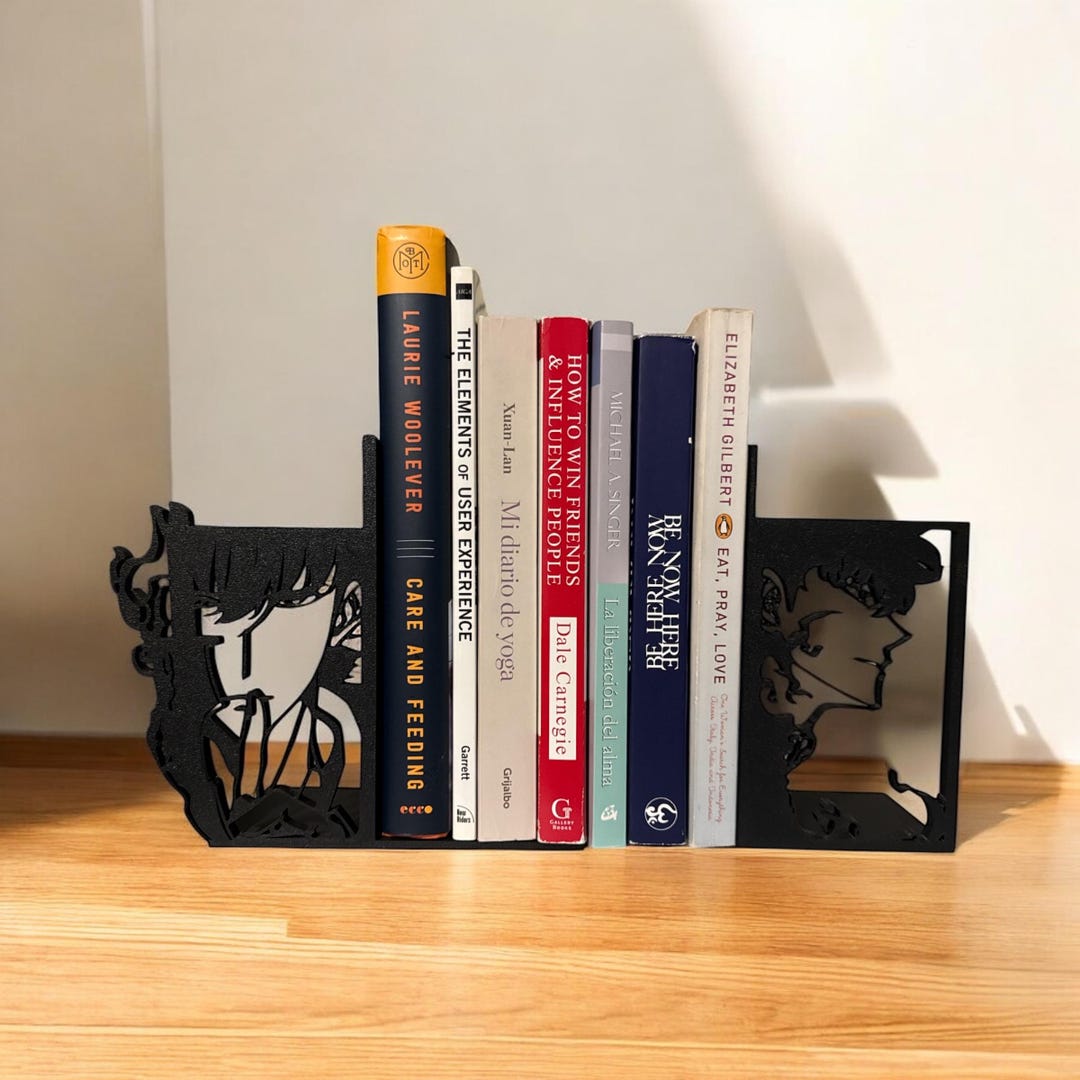 Shadow Hunter Inspired Bookends. Anime Silhouette Shelf Decor for ...