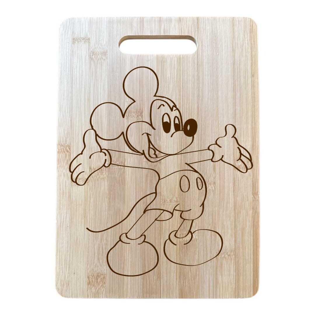 Mickey Bamboo Cutting Board 10x14" Wood Cute Cutting Board - Etsy