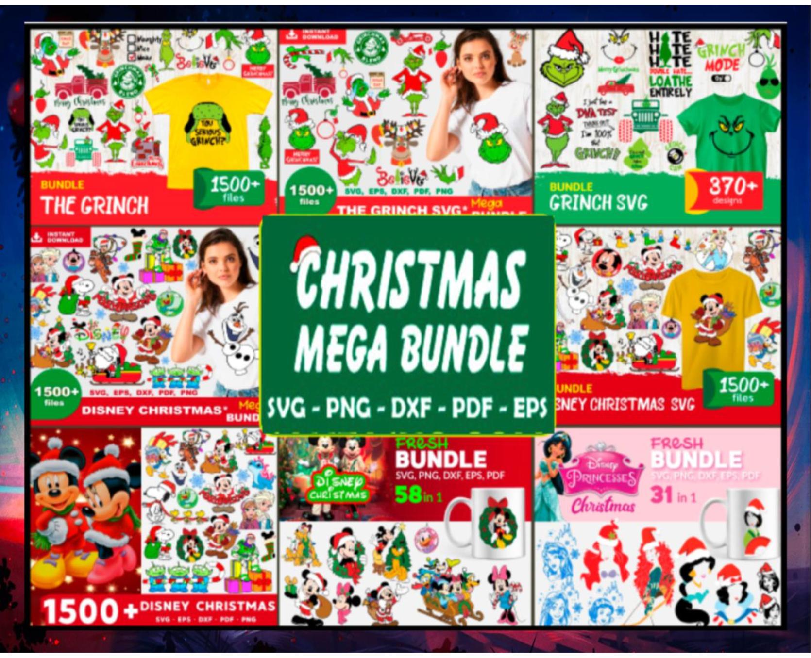 Christmas Mega Bundle Svg, Grinch Svg, Disney Christmas Svg - Etsy