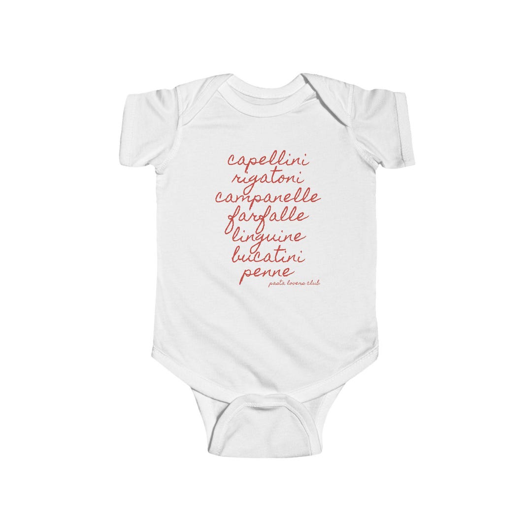 Pasta Menu Baby Onesie, Italian American Foodie Infant Bodysuit, Baby ...