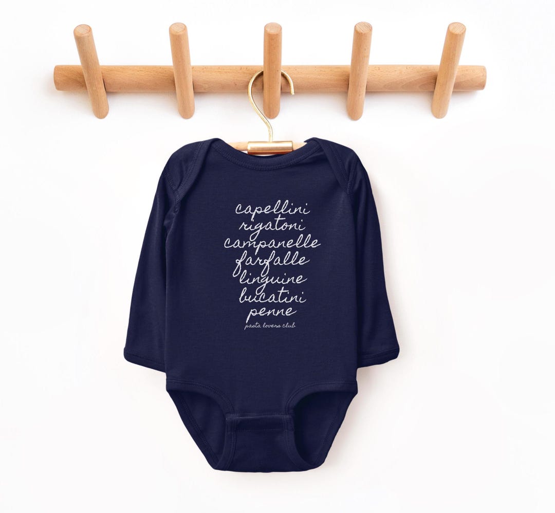 Pasta Menu Long Sleeve Bodysuit, Italian Baby Gift, Foodie Onesie, New ...