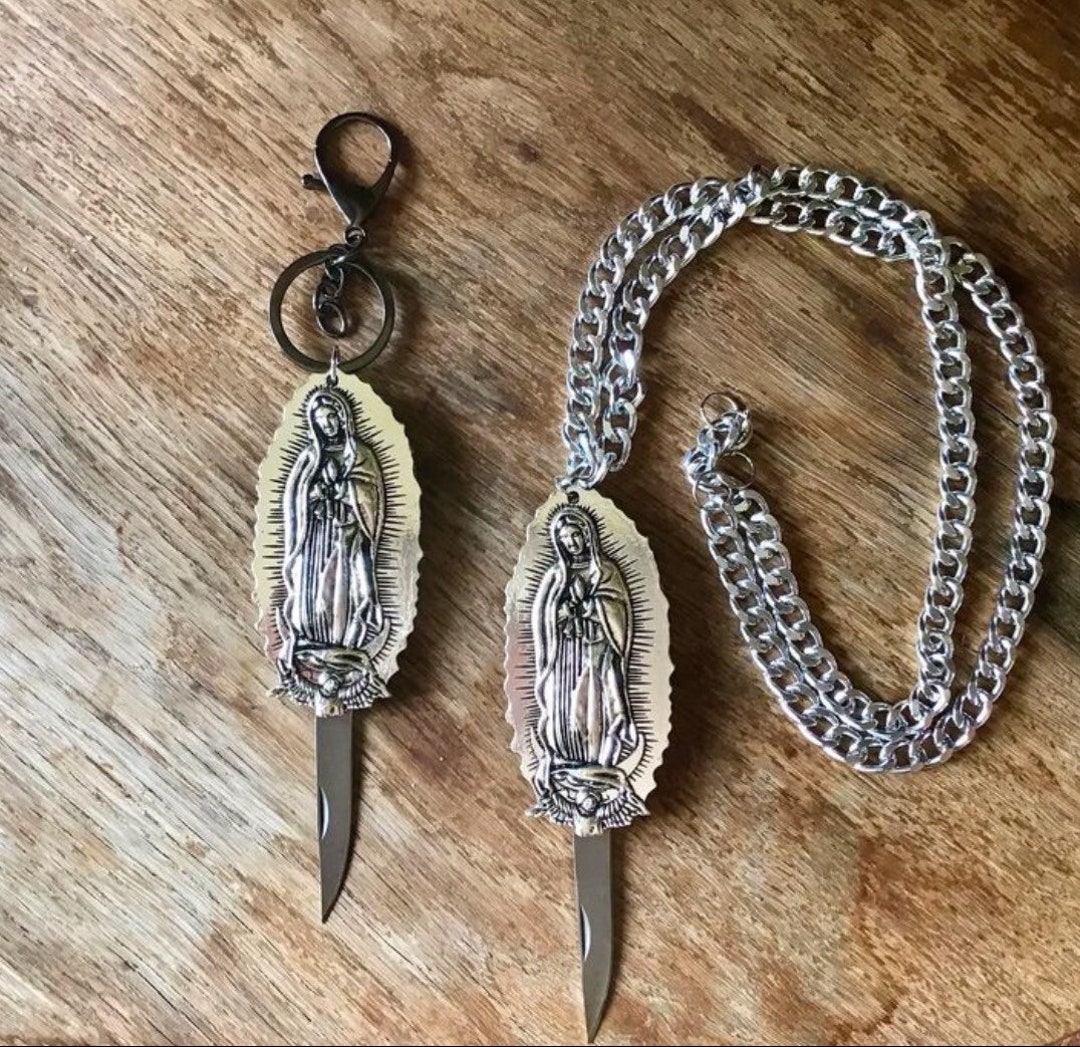 Beautiful Virgen De Guadalupe Tonantzin Mexican Catholic Knife Necklace ...
