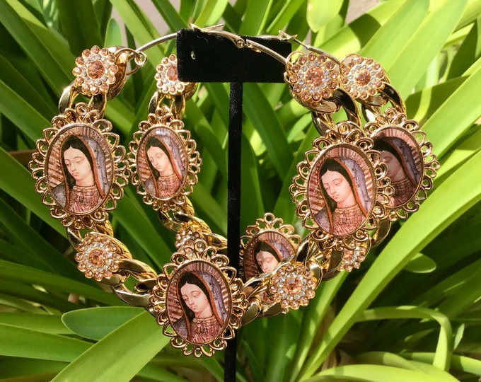 LARGE 90s Style Virgen De Guadalupe Cameo Acrylic Cuban Link - Etsy