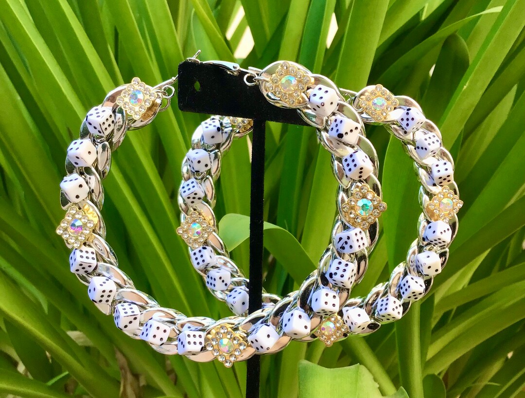 LARGE 90s Style Dice Chain Acrylic Cuban Link Hoop Earrings - Etsy