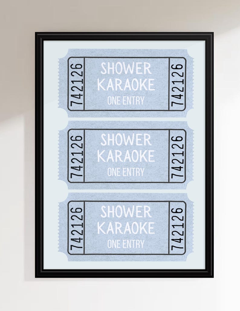 Shower Karaoke Ticket – Cute Printable Bathroom Decor | Digital ...