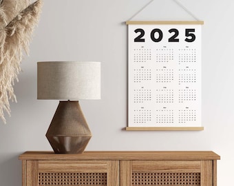 2025 Minimalist Black and White Calendar, Monday Start Printable ...