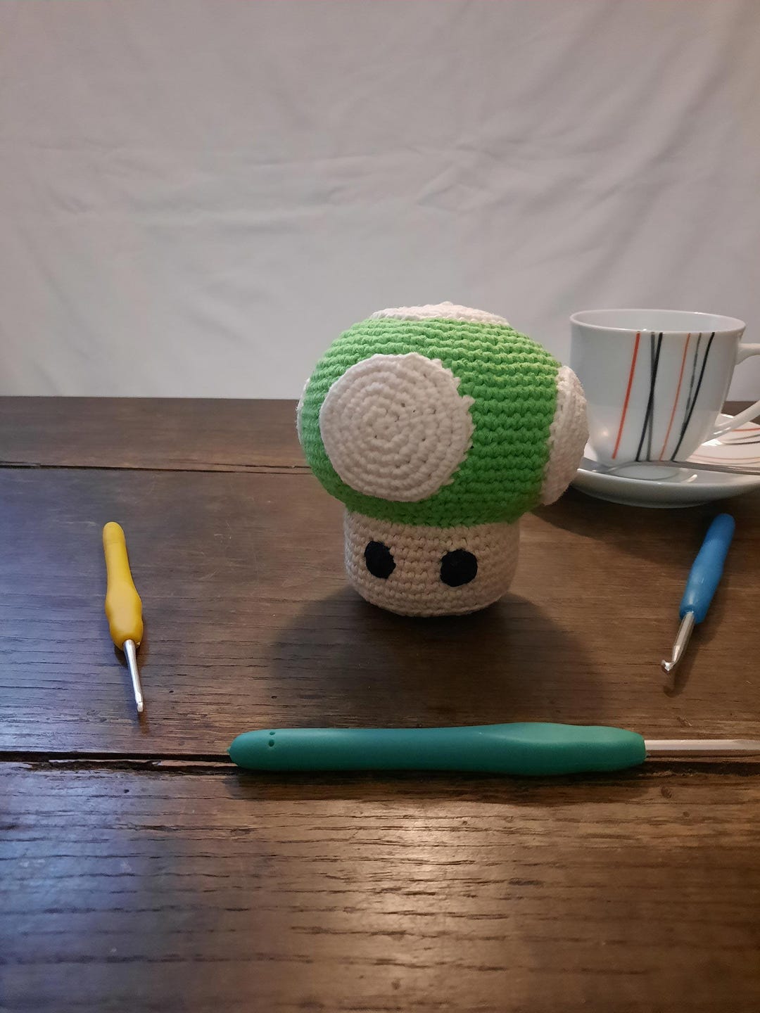 Crocheted Plush 1up Mushroom – Handmade Amigurumi – Mario Bros Inspired ...