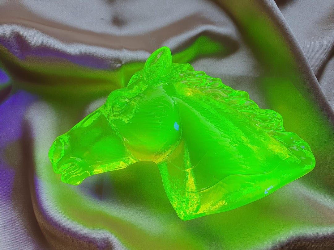 Glowing Uranium Glass Horse Head Sculpture - Etsy