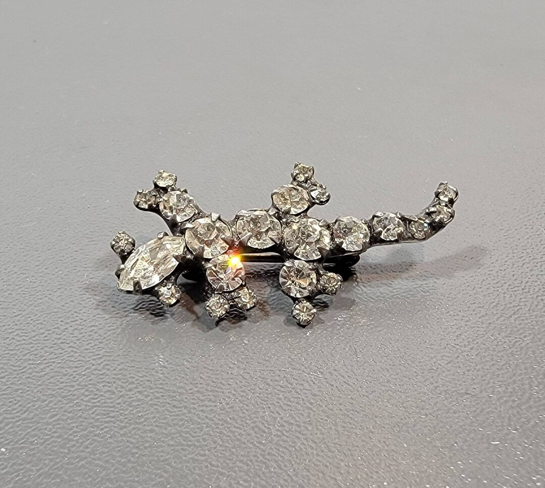 Antique Brooch Rhinestone Lizard Brooch Amphibian Pin - Etsy