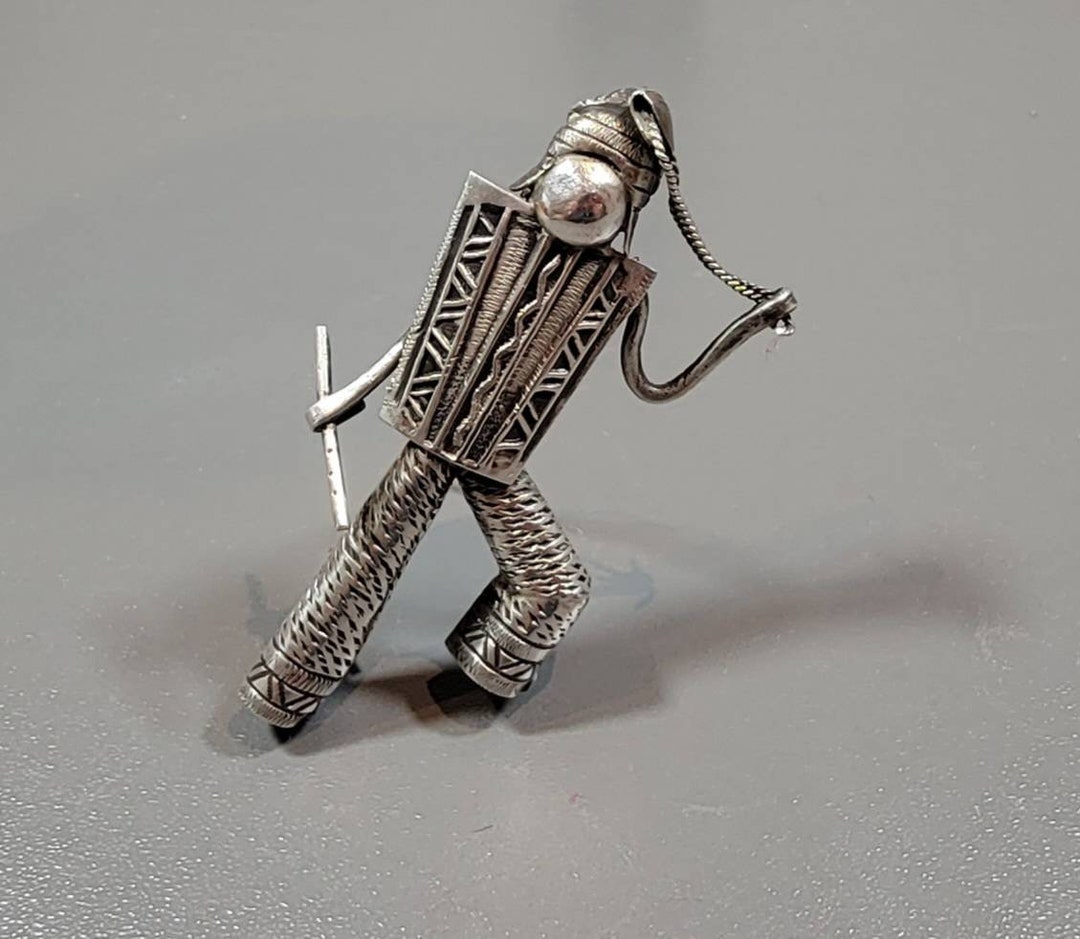 Sterling Silver Brooch Figural Peru Man With Flute Peru Andes Peruvian ...
